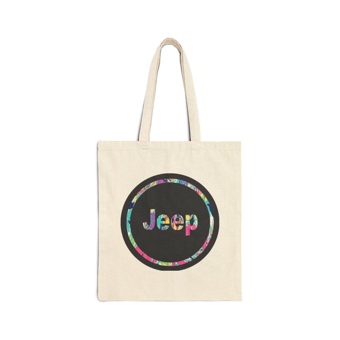 Colorful Jeep Cotton Canvas Tote Bag, Eco-friendly Shopping Bag ...
