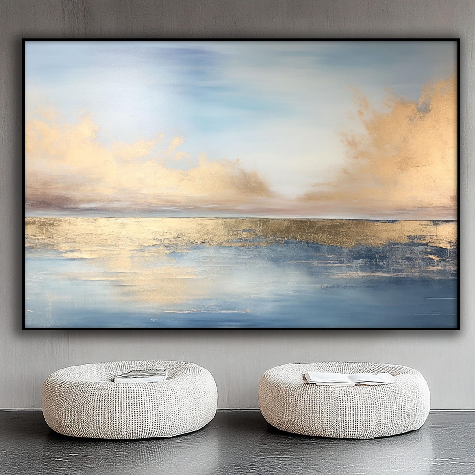 Golden Sea Oil Painting: Abstract Textured Sky Canvas Art - Etsy