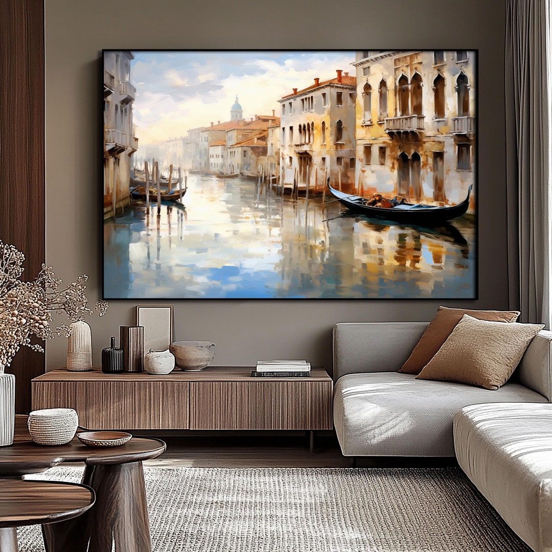 Venice Painting: Hand-painted Abstract Oil on Canvas, Textured Wall Art ...