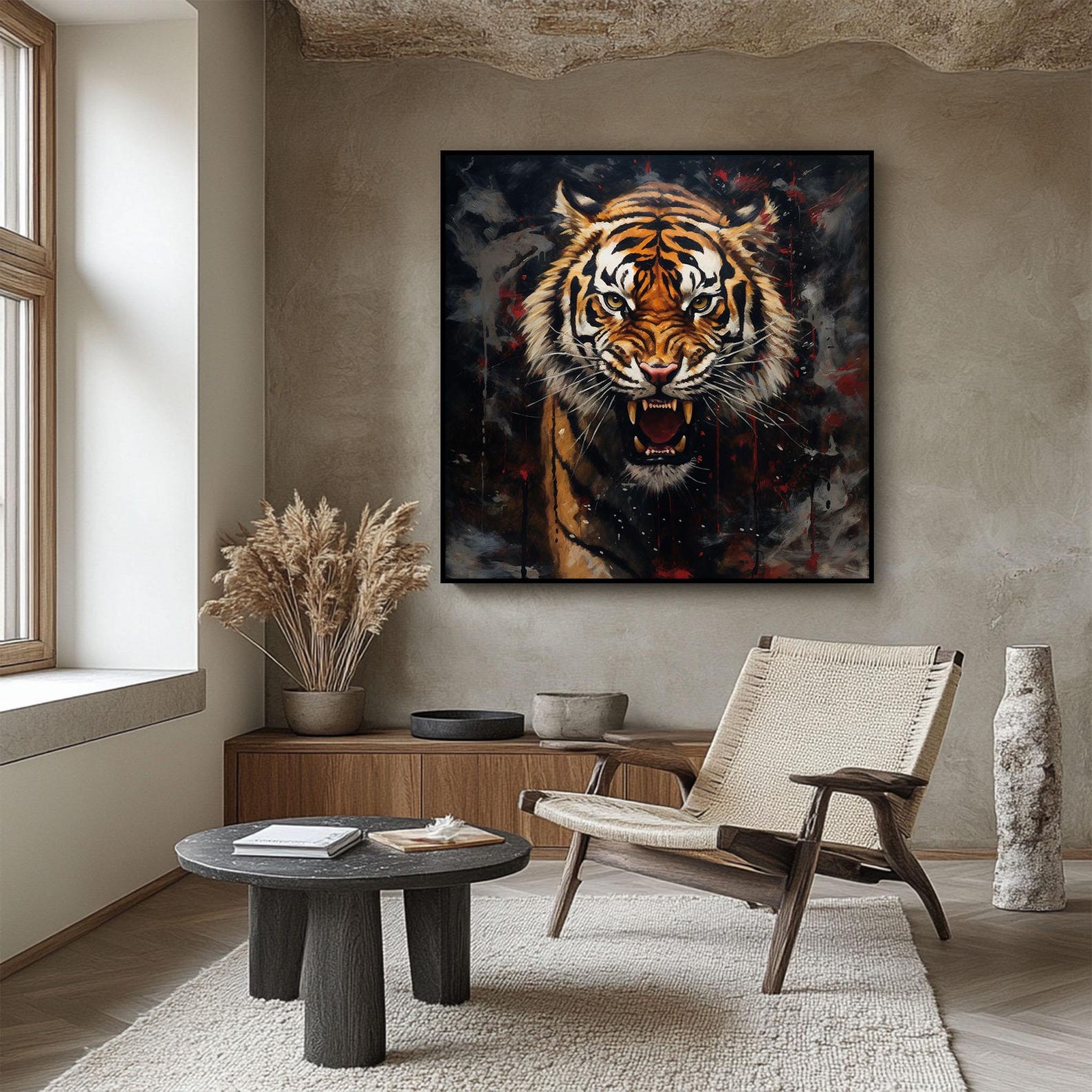 Hand-painted Tiger Oil Painting: Abstract Textured Wall Art - Etsy