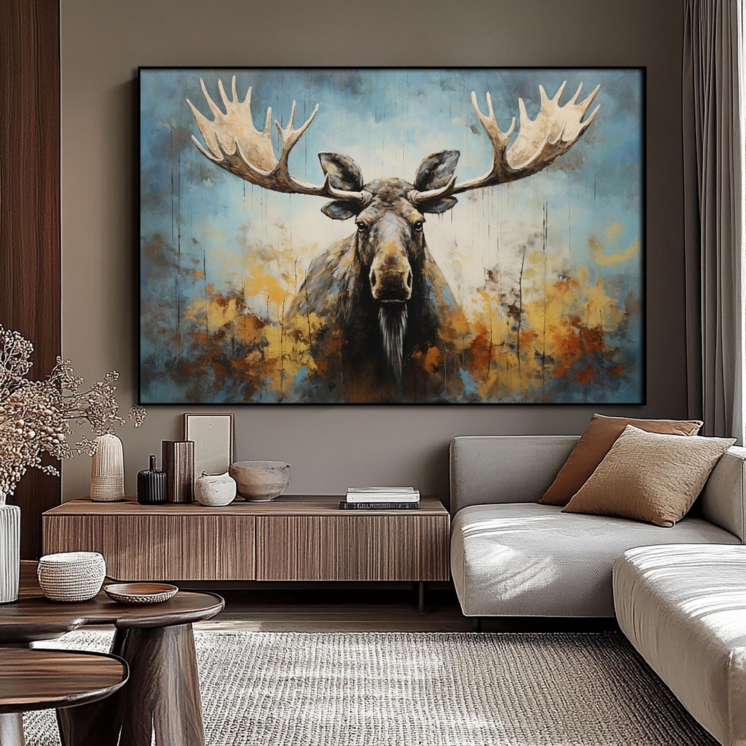 Abstract Moose Oil Painting on Canvas: Textured Wildlife Art - Etsy