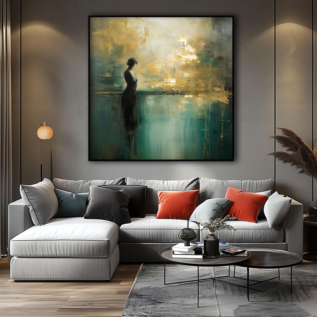 Hand Painted Abstract Oil Painting: Lonely Woman, Textured Wall Art - Etsy