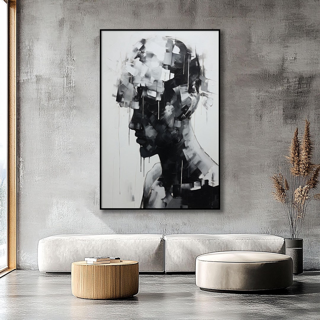 Abstract Male Portrait,100% Hand Painted,office Wall Art, Abstract Oil ...