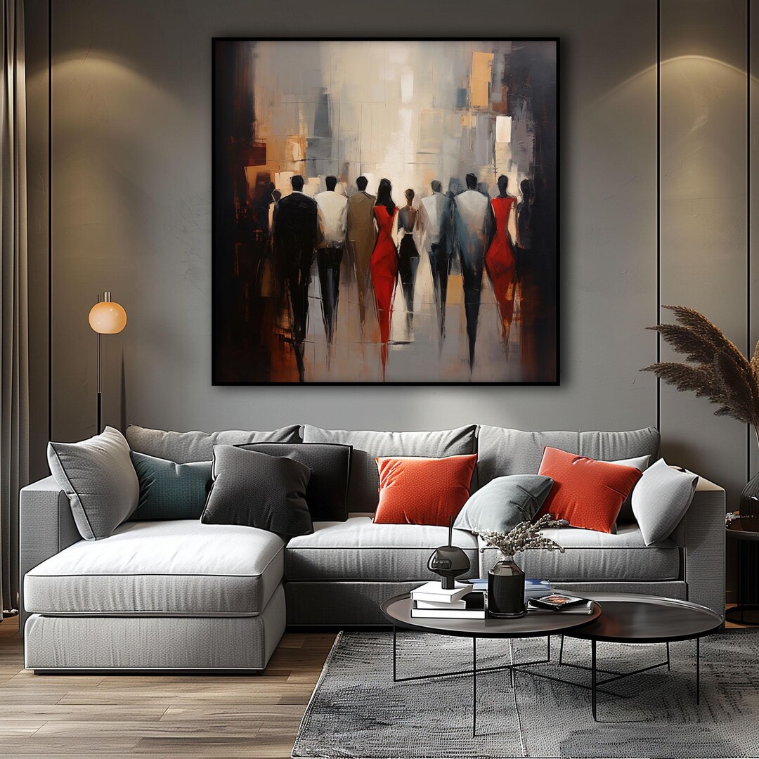 Abstract People Oil Painting: Textured Modern Canvas Wall Art - Etsy