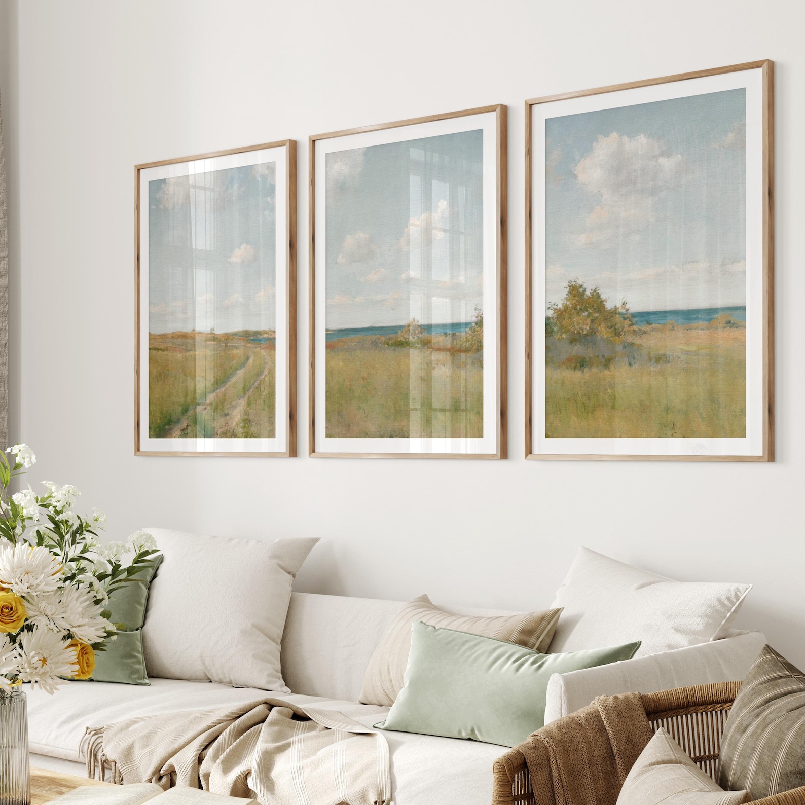 3-piece Nature Painting Set | Modern Farmhouse Triptych | Above the ...