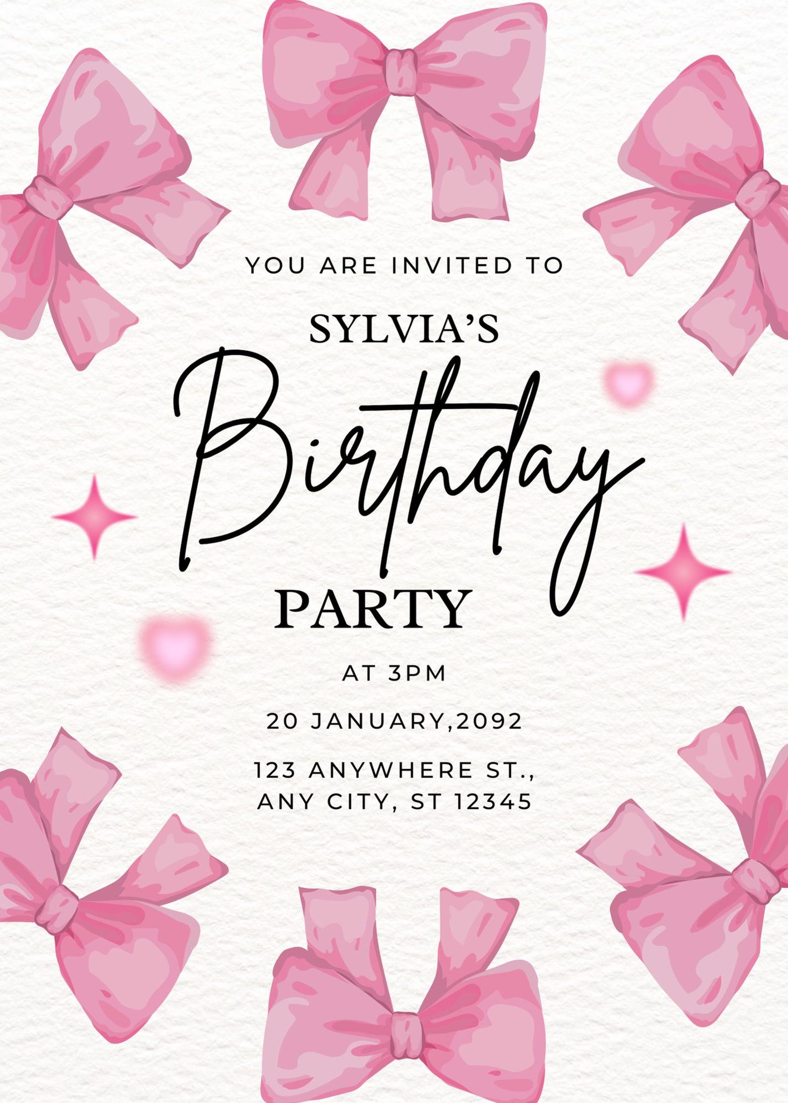 Bow Themed Birthday Invite - Etsy