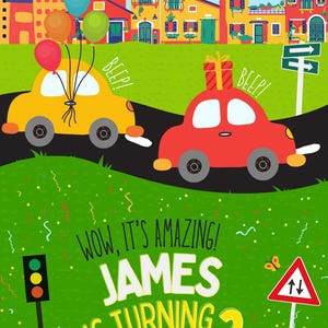 Cartoon Car-themed Birthday Invitation Video – Digital MP4 Download - Etsy