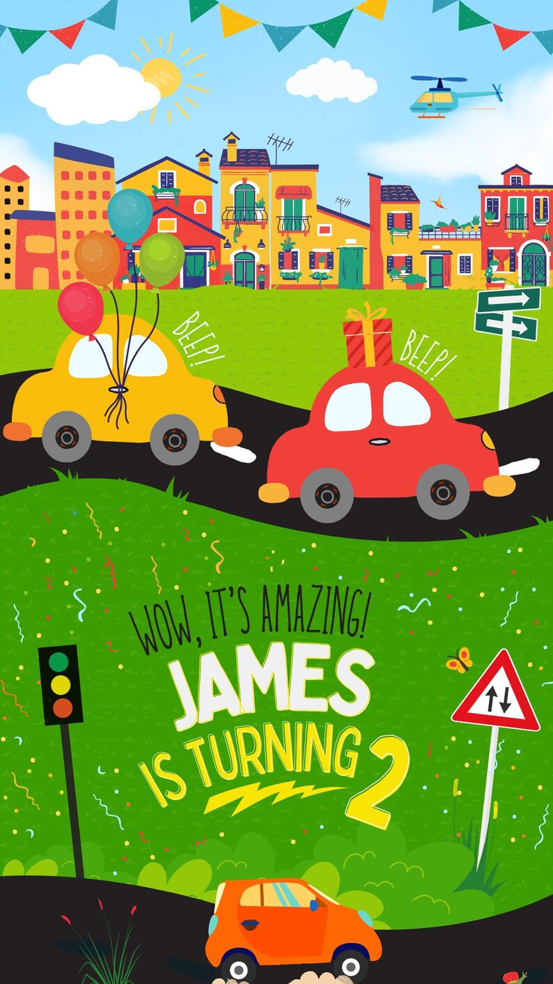 Cartoon Car-themed Birthday Invitation Video – Digital MP4 Download - Etsy