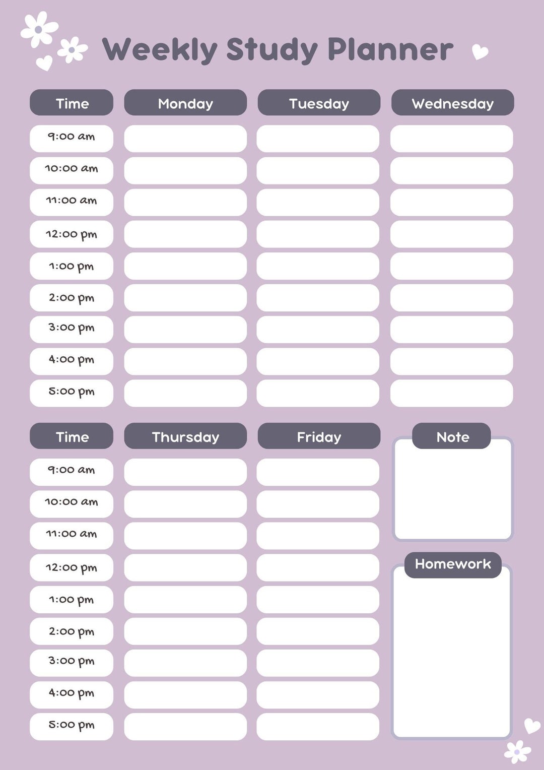 Daily Student Planner Printable or Digital Sheet - Etsy