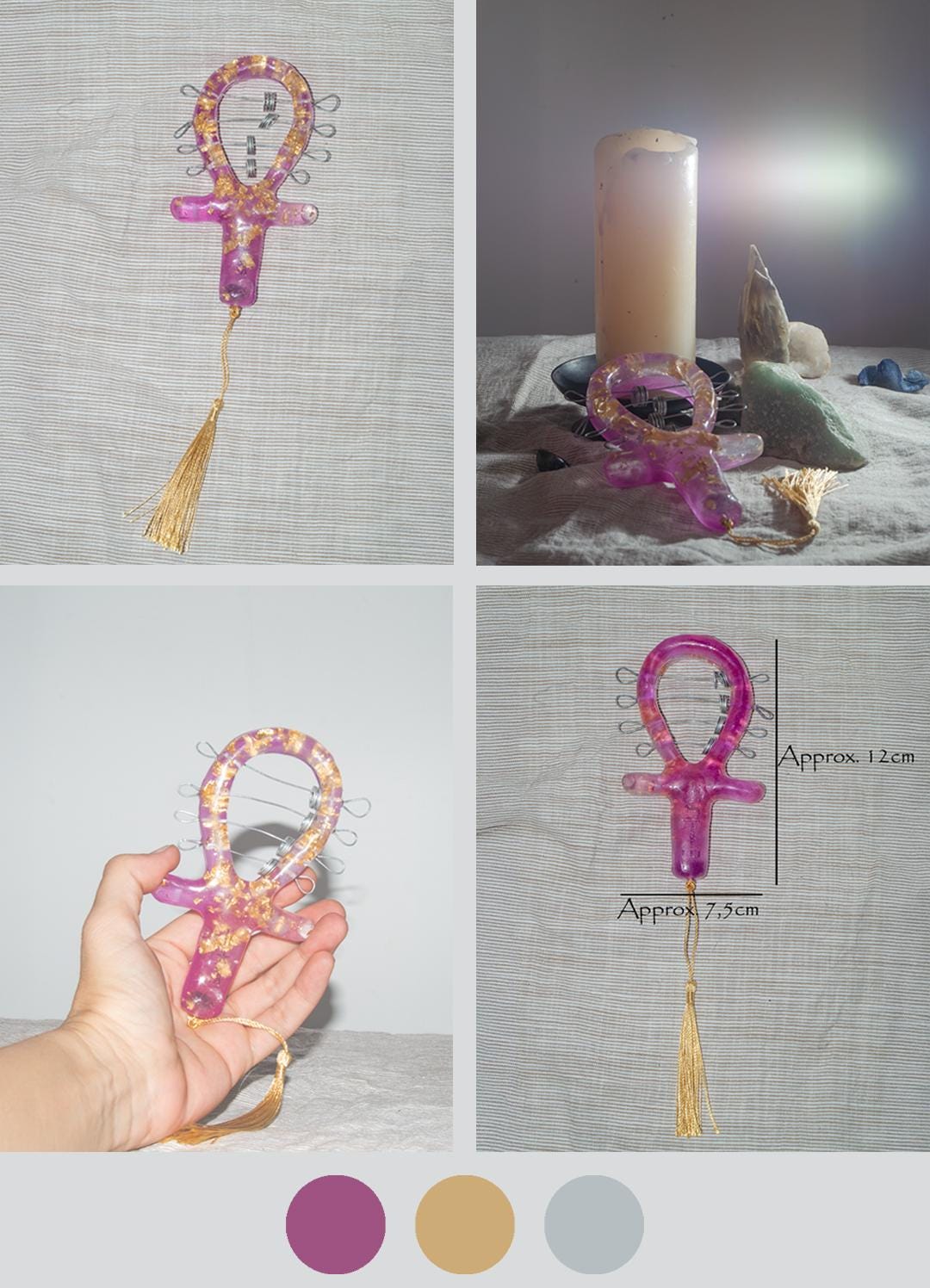 Sistrum Internal Light, Lilac and Golden Chips, Ancient Egyptian ...