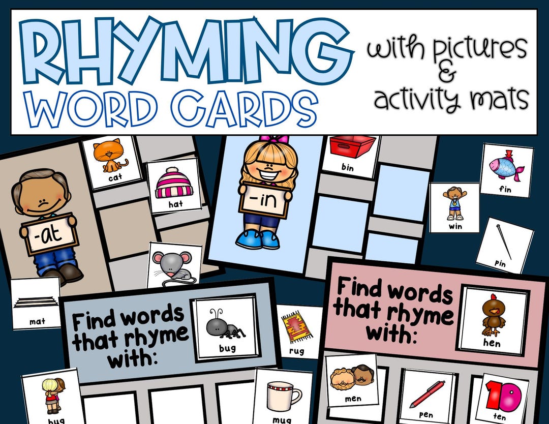 Rhyming Word Cards | Activities for Early Literacy - Etsy
