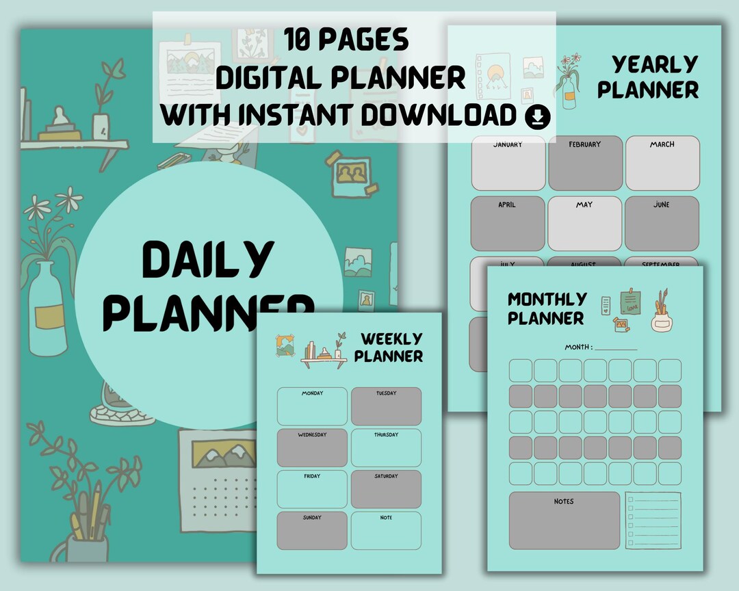 Study Planner, Book Planner, 10 Pages Digital Planner, Movie Planner ...