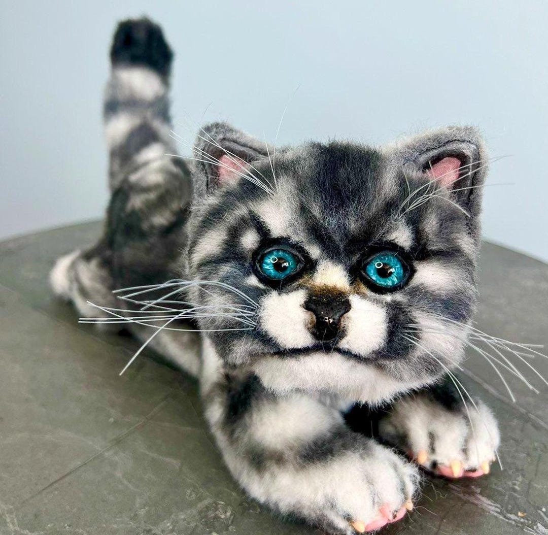 Realistic Plush Kitten Soft Toy, Movable Kitten Toy, Soft Sculpture ...