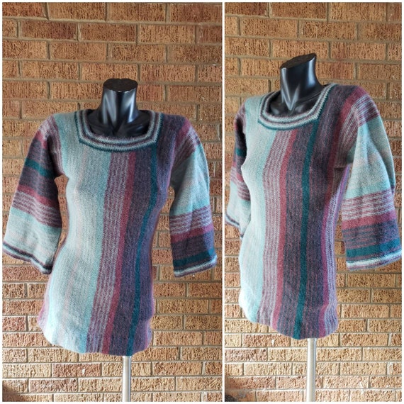 70s Multi Colored Striped Sweater Size Small/medium - Etsy