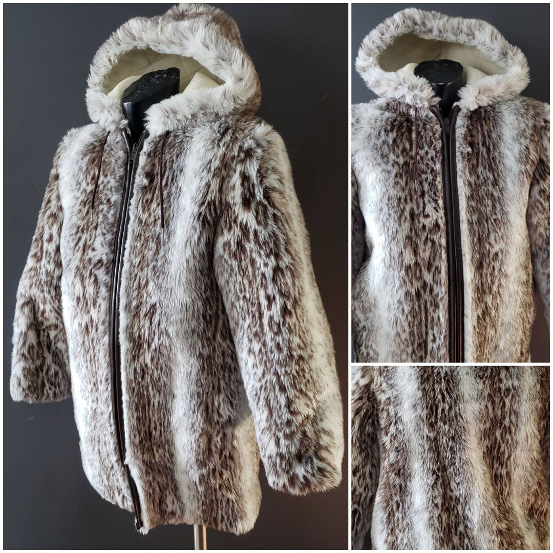 70s Faux Leopard Fur Coat With Hood Size Small - Etsy