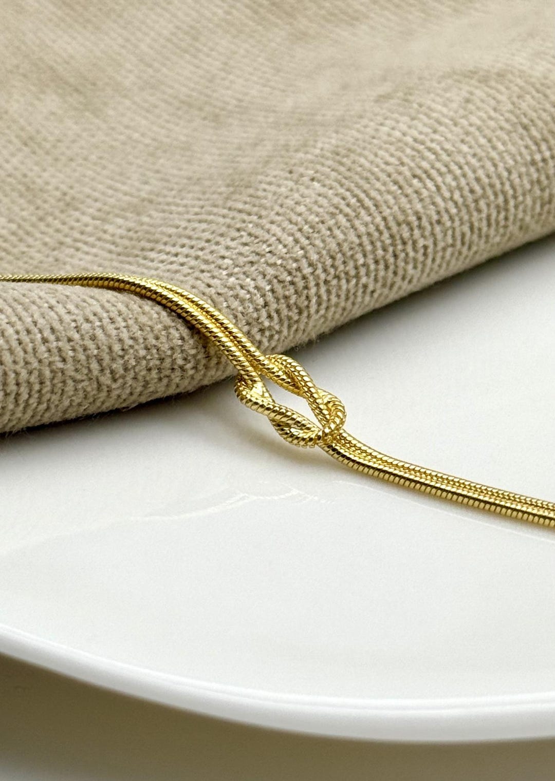 14K Solid Gold Love Knot Bracelet, Couples Bracelet, Knot Chain ...