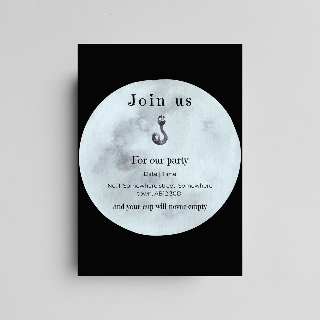 Corpse Bride Invitation Maggot Tim Burton Inspired Editable Template ...