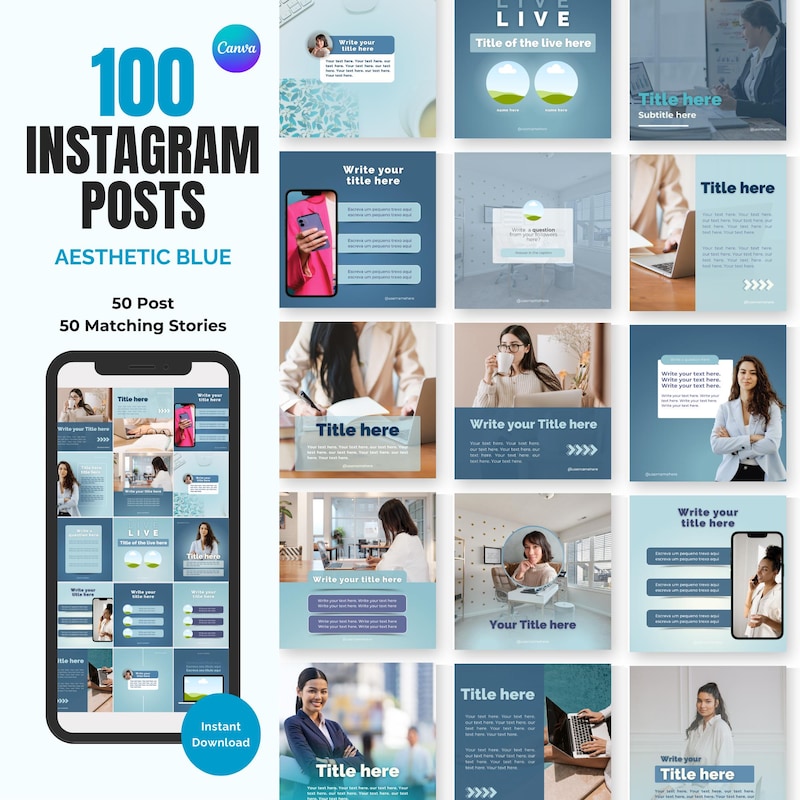 Blue Instagram Template - Etsy