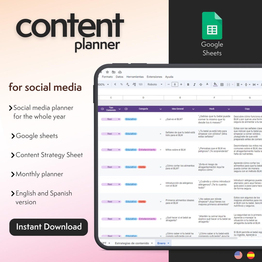 Social Media Content Planner for Google Sheets Social Media Content ...