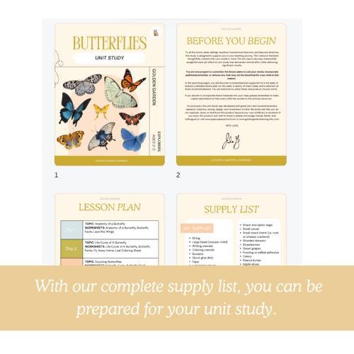 Butterflies Unit Study Preschool Homeschool Curriculum, Montessori ...