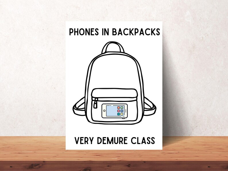 Phone Free Classroom Poster, Trendy Demure Sign, Teacher Rules Decor ...