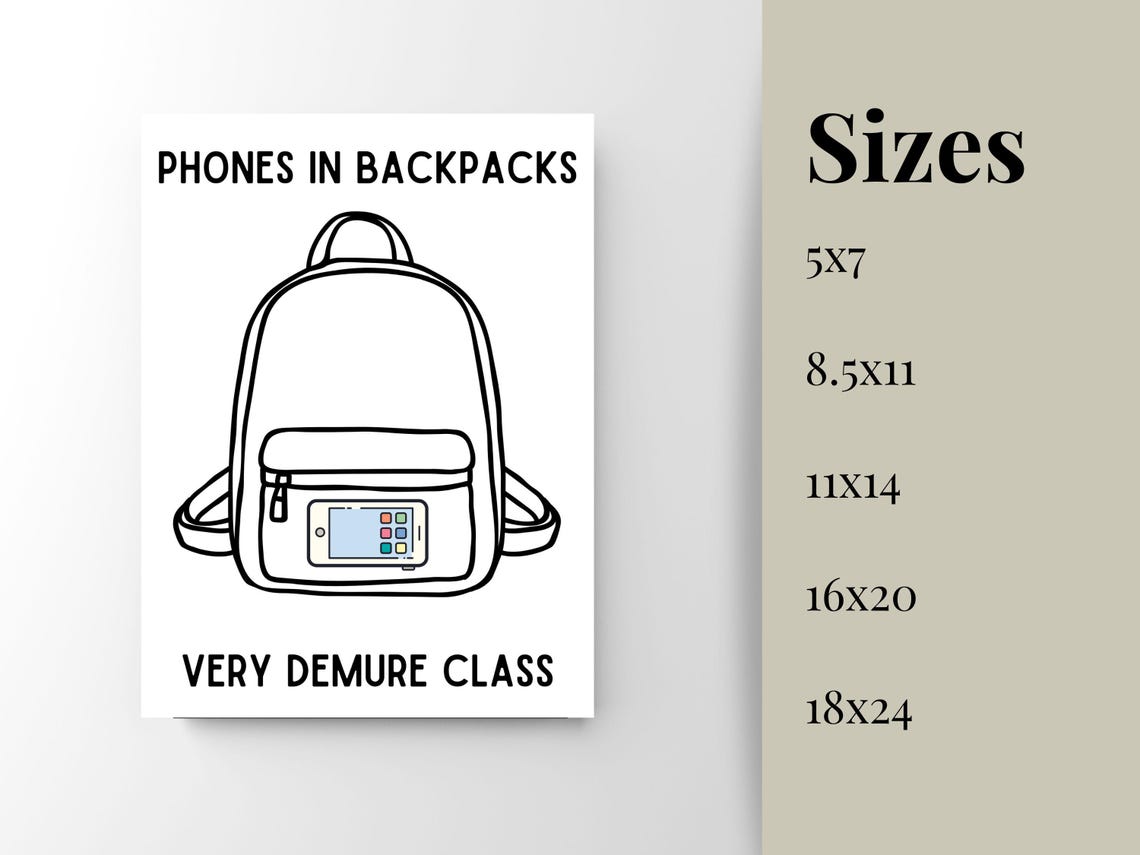 Phone Free Classroom Poster, Trendy Demure Sign, Teacher Rules Decor ...