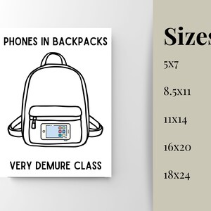 Phone Free Classroom Poster, Trendy Demure Sign, Teacher Rules Decor ...