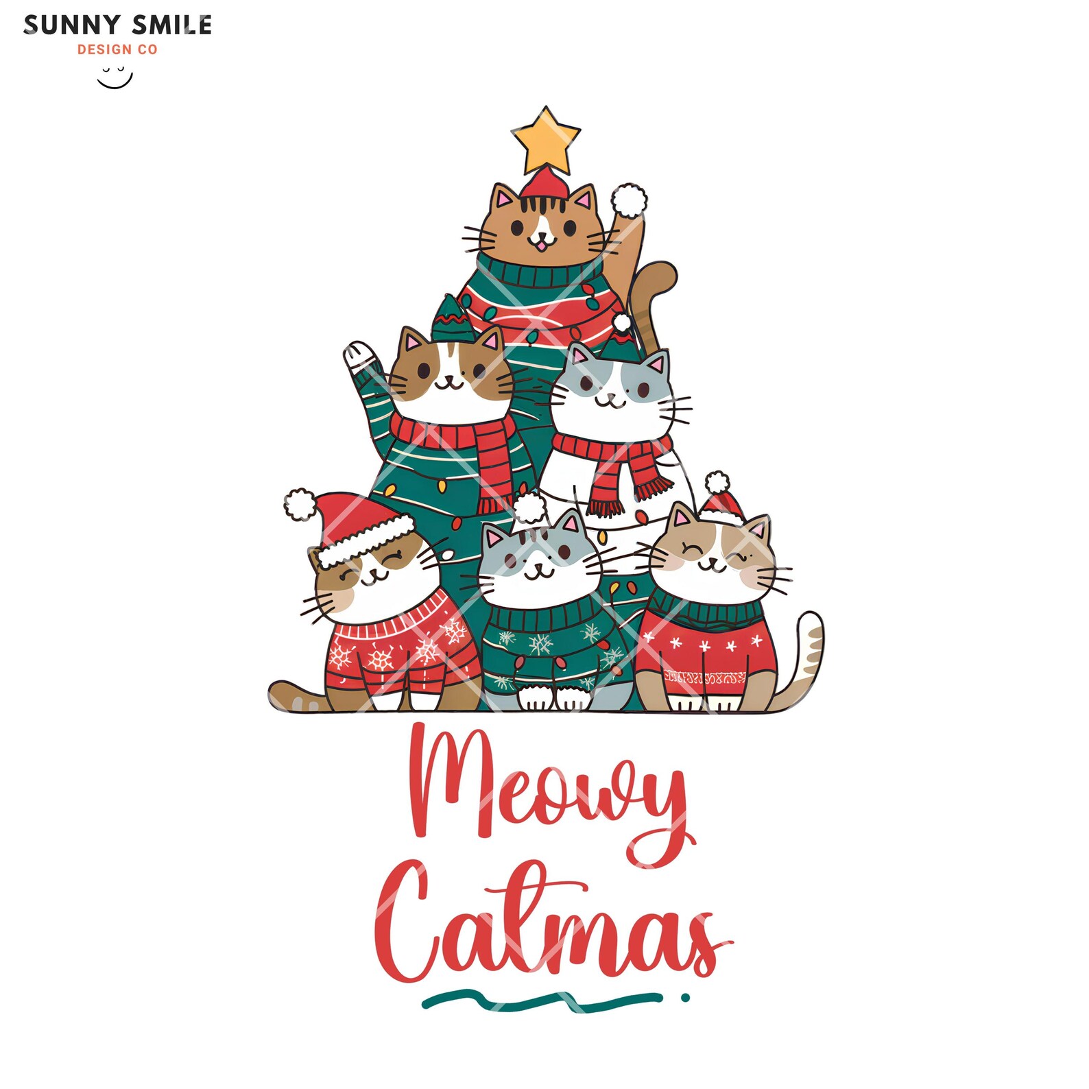 Meowy Catmas Christmas Cat Png, Cat Christmas Tree Png, Merry Christmas ...