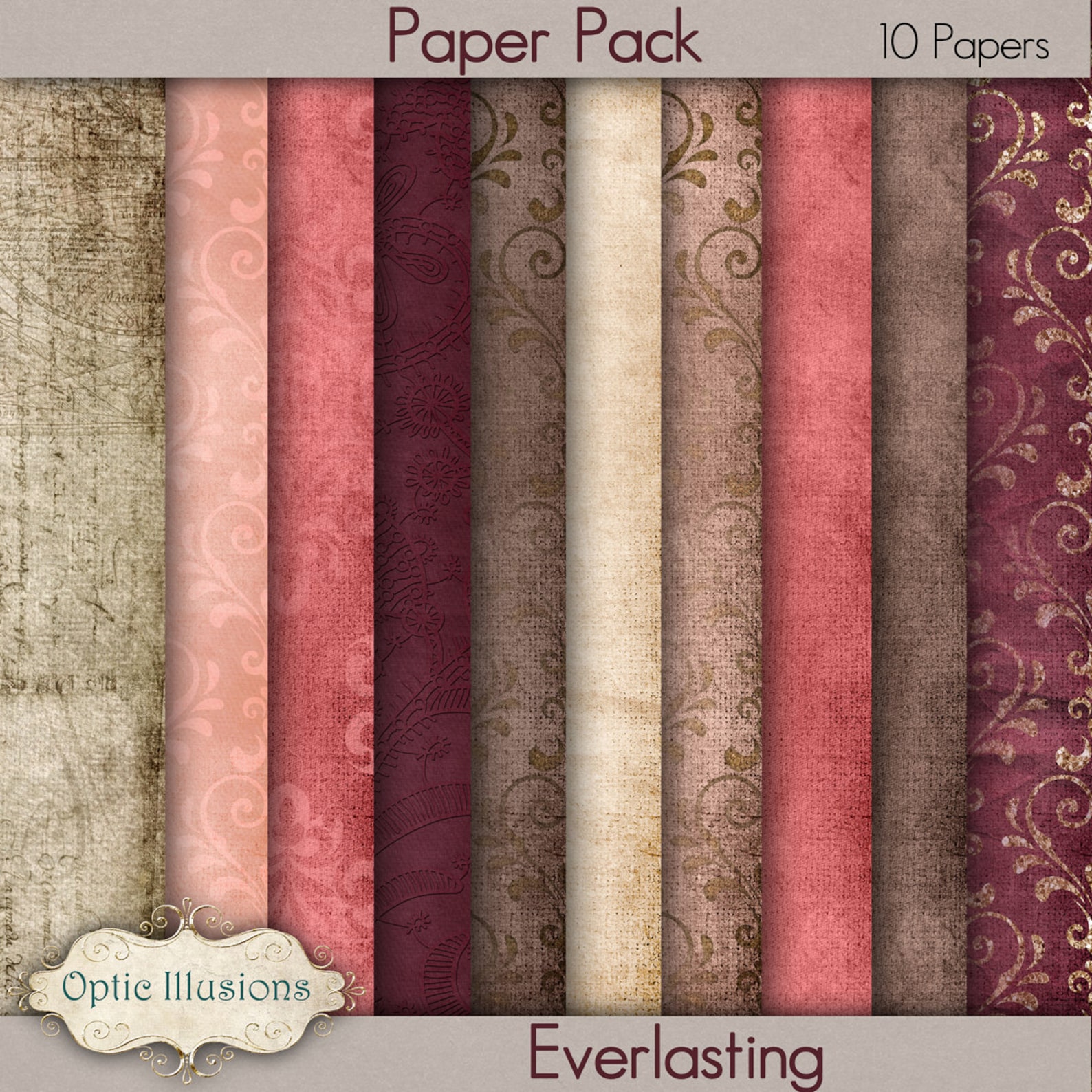 Everlasting Digital Scrapbooking Papers 10 Designed Papers - Etsy
