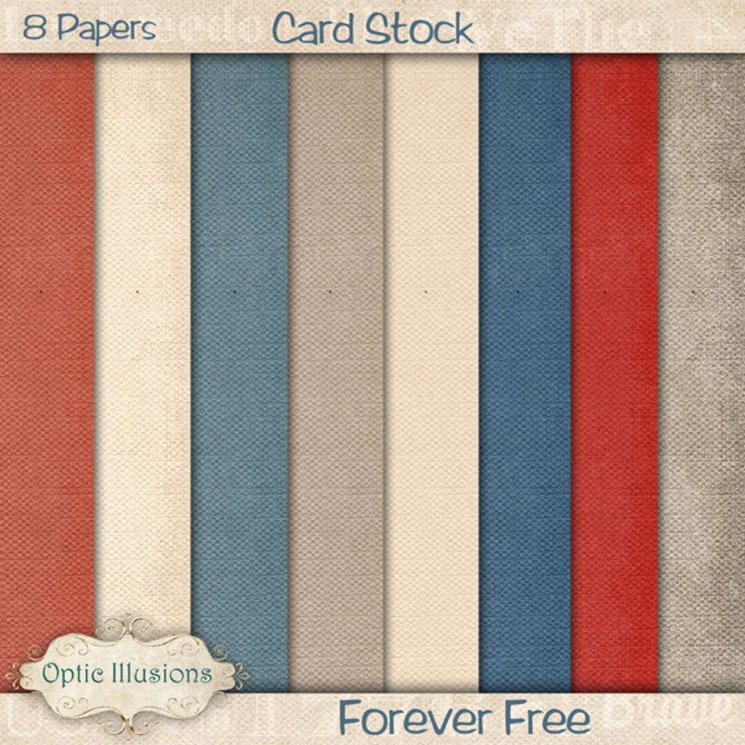 Forever Free - Card Stock Papers - Digital Scrapbooking Papers - 8 Card ...