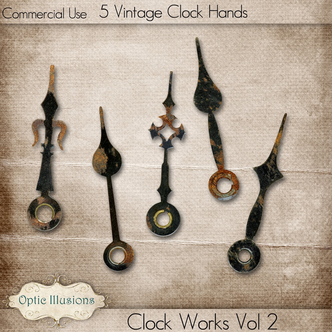 Clock Works Vol 2 - INSTANT DOWNLOAD - Vintage Clock Hands - Commercial ...