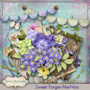 Sweet-forget-me-nots - Digital Scrapbooking Kit - 12 Beautiful Papers ...