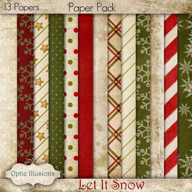 Digital Scrapbooking Kit - LET IT SNOW - 13 Papers, 40 Plus Elements ...