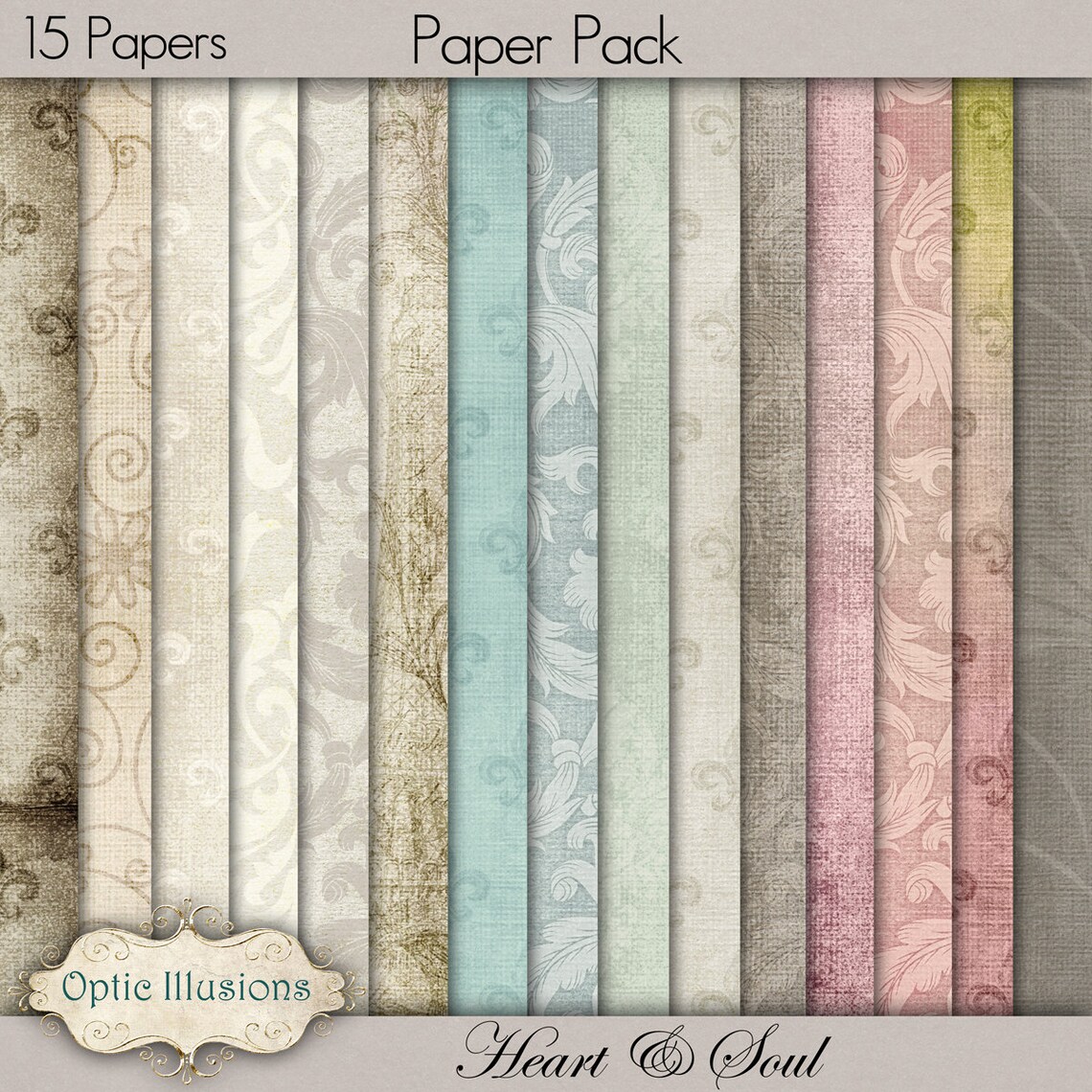 HEART & SOUL - Digital Scrapbooking Kit - 15 Papers and Over 50 ...