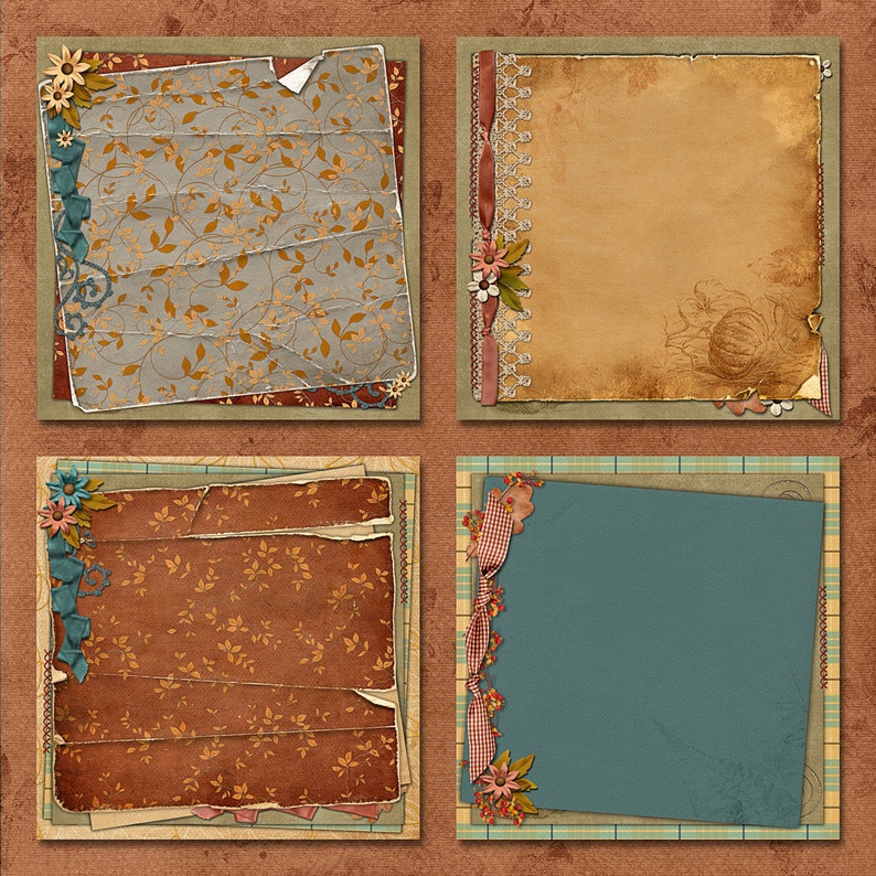SPICED PUMPKIN Digital Scrapbooking Papers Stacked Papers | Etsy