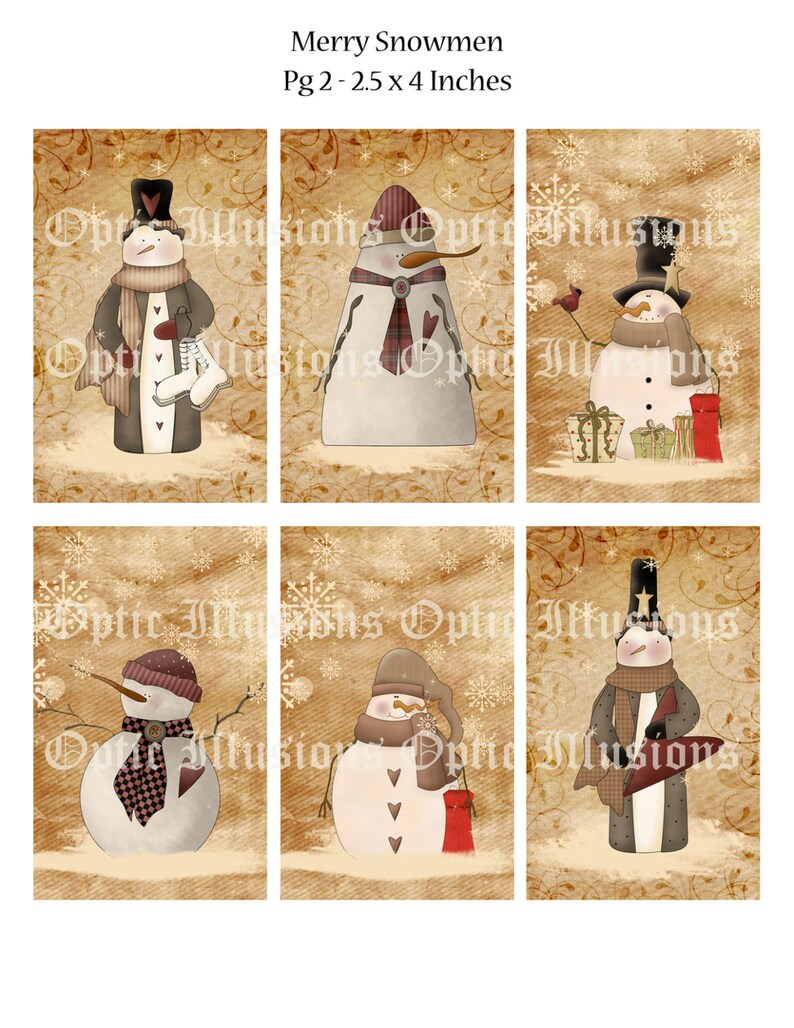 Merry Little Snowmen Christmas Gift Tags Set of 12 2.5 X - Etsy