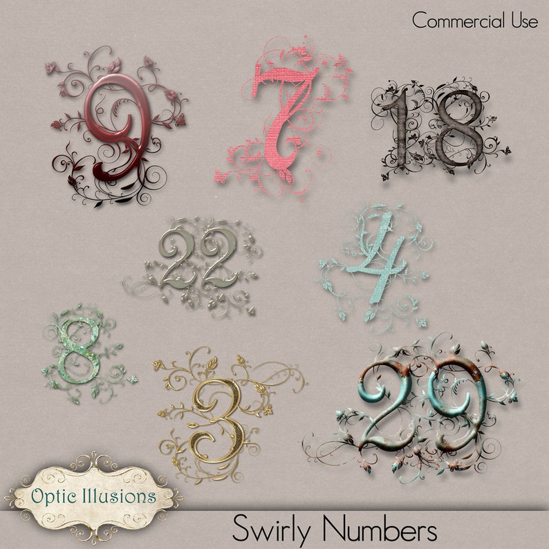Swirly Fancy Numbers - Table Numbers - Commercial Use - - 0 Thru 31 ...