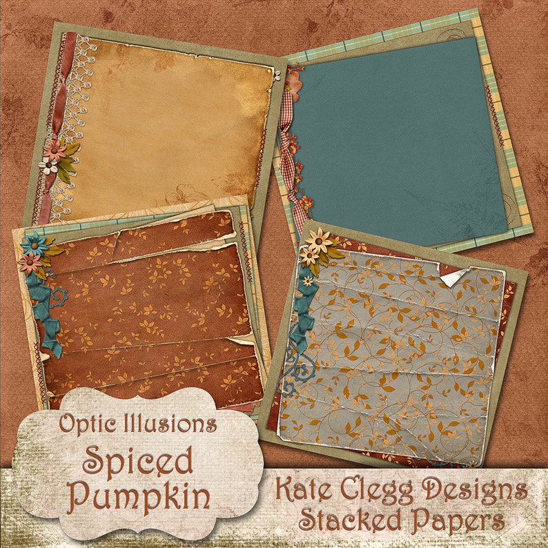 SPICED PUMPKIN Digital Scrapbooking Papers Stacked Papers | Etsy