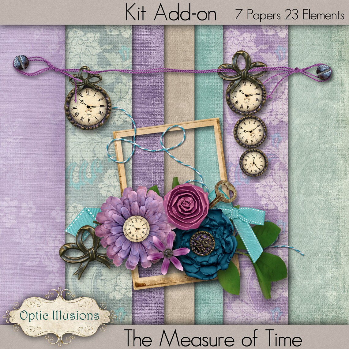 The Measure of Time Add-on Mini Digital Scrapbooking Kit | Etsy