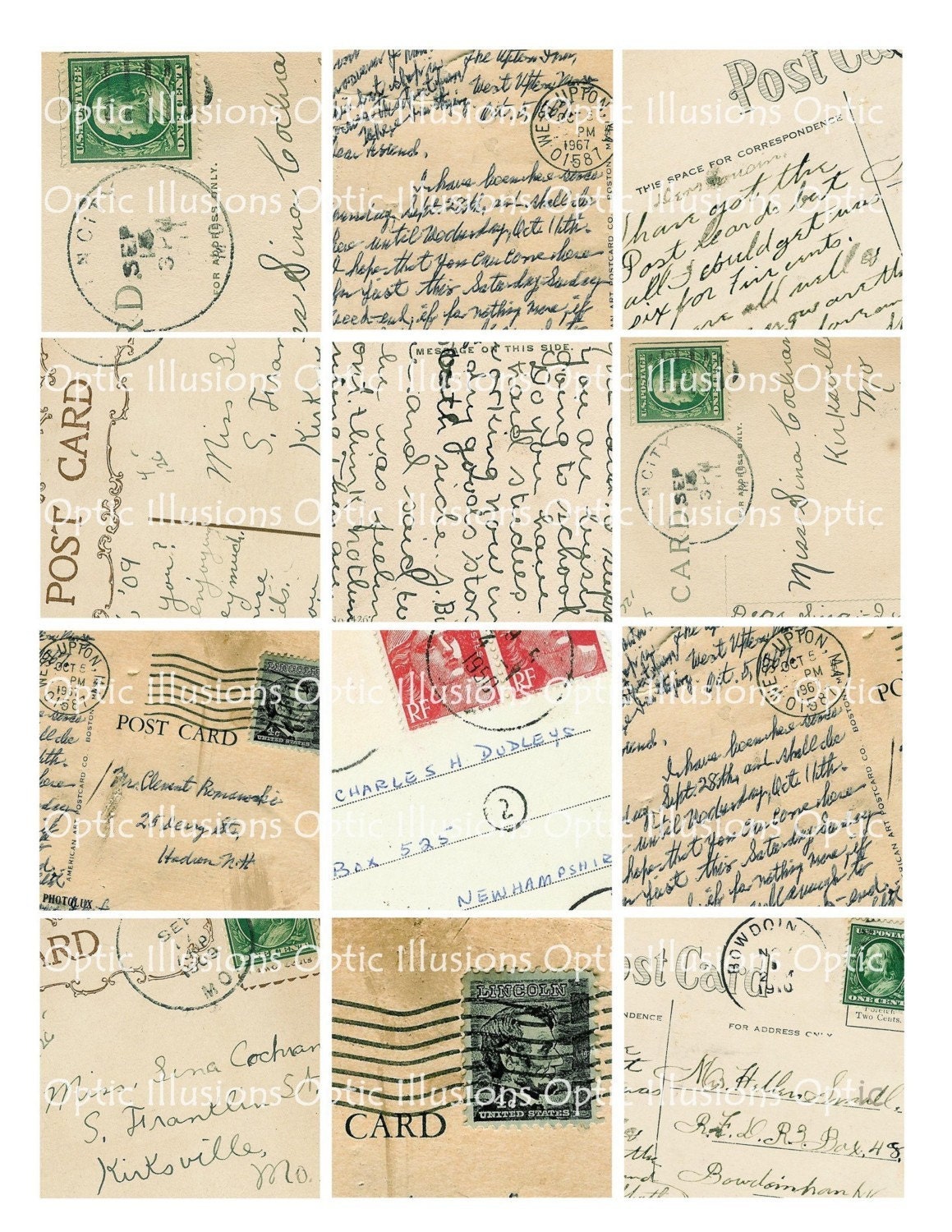 INSTANT DOWNLOAD Vintage Postcards Squares 2.5 Inch Great for ...
