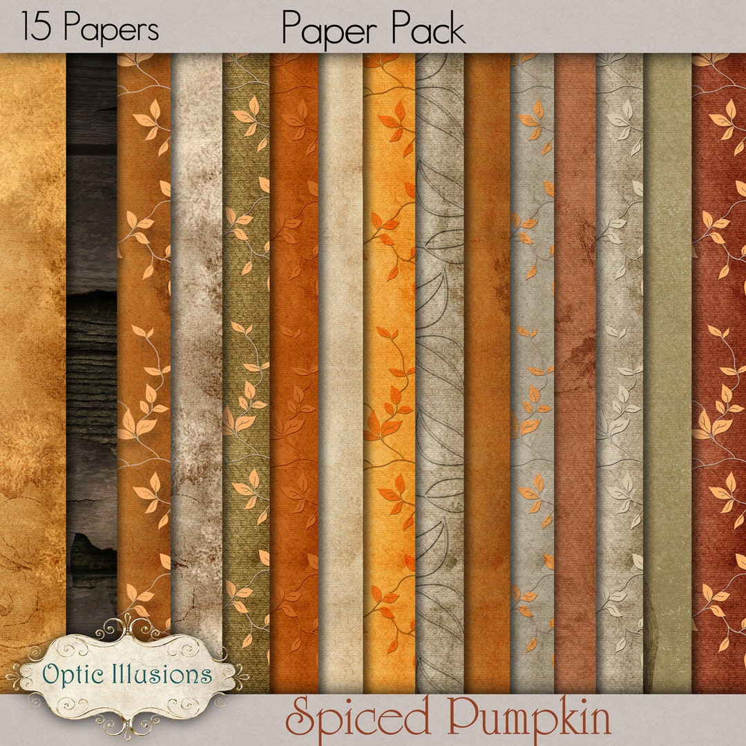 Spiced Pumpkin - Digital Scrapbooking Papers - 12 X 12 Inches - Fall ...