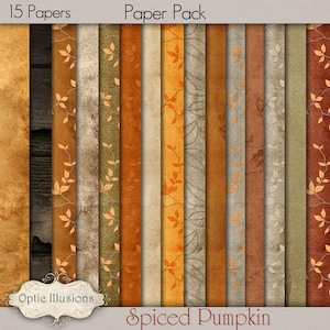 Spiced Pumpkin - Digital Scrapbooking Papers - 12 X 12 Inches - Fall ...