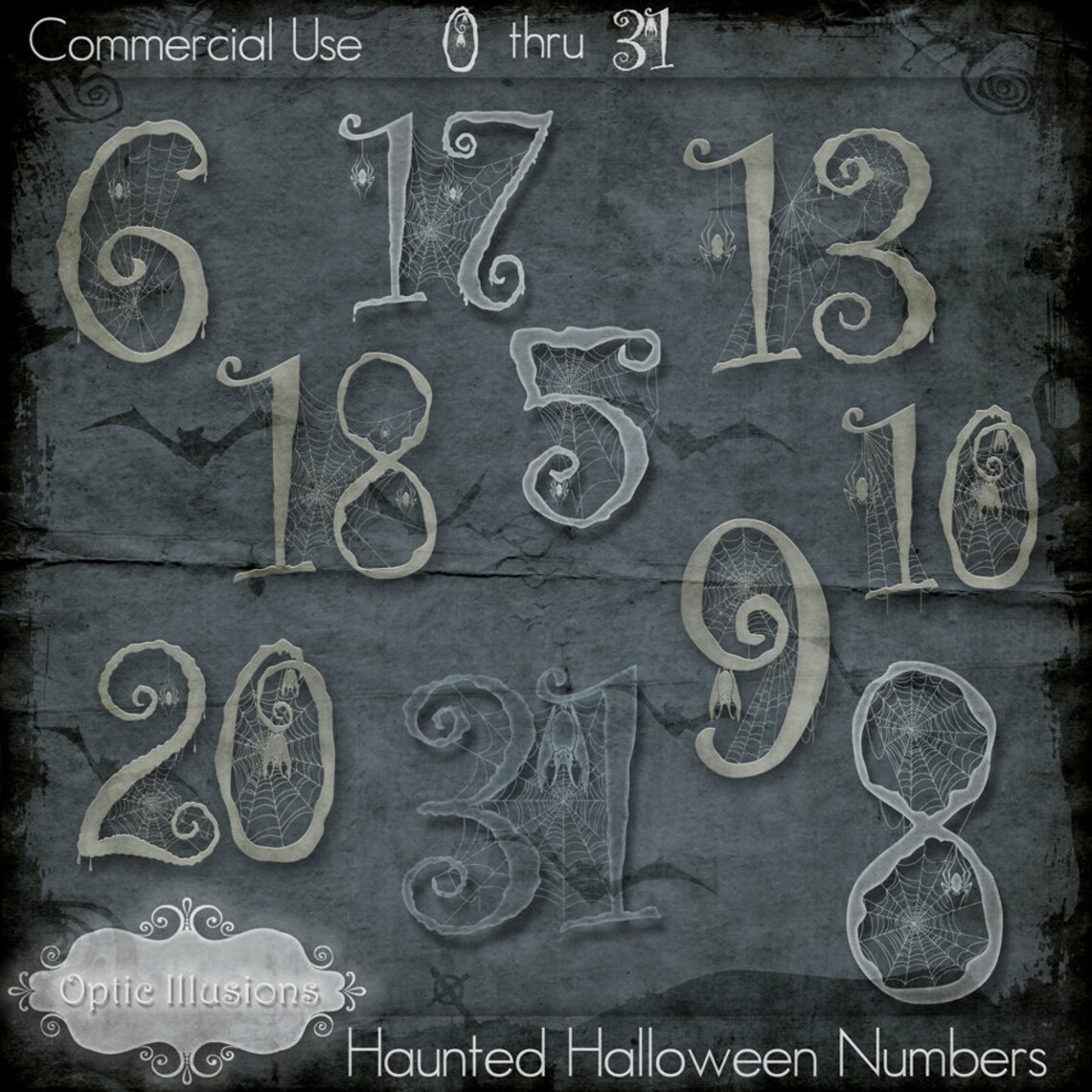 Haunted Halloween Numbers - INSTANT DOWNLOAD - Invitations, Cards ...