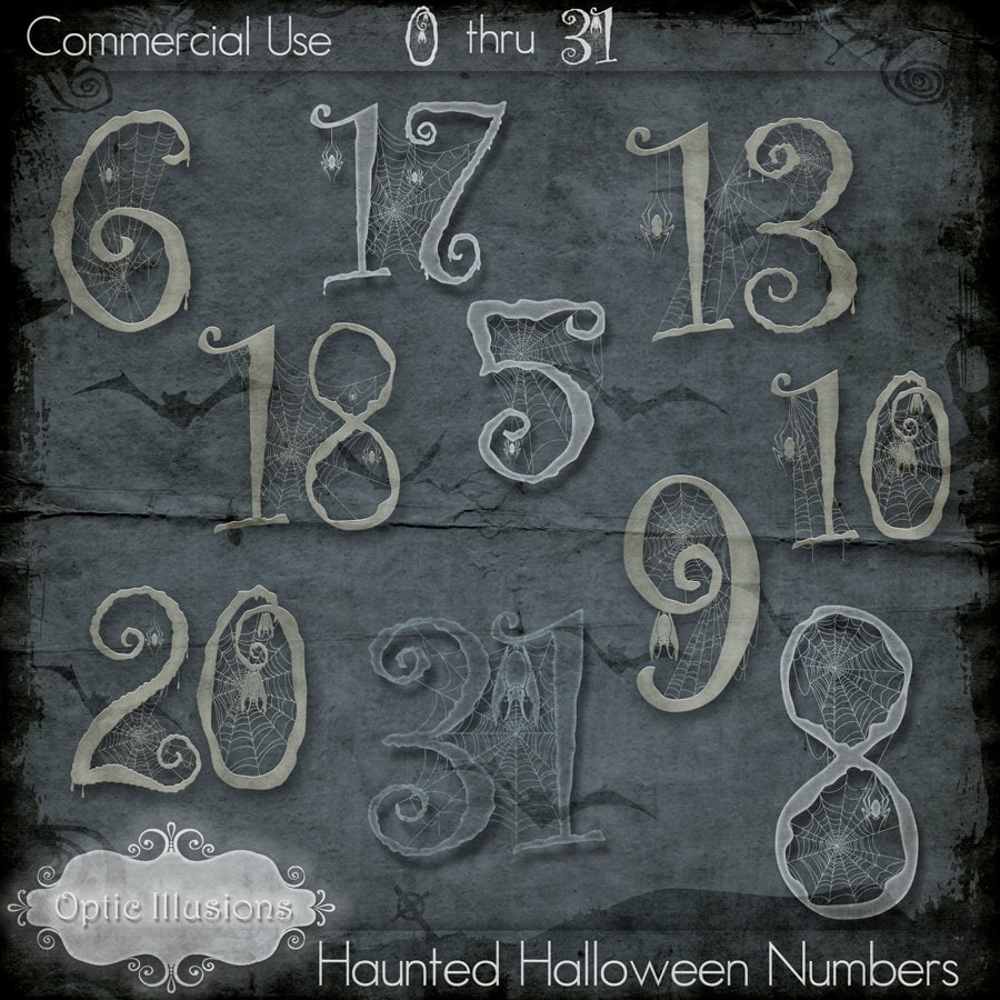 Haunted Halloween Numbers - INSTANT DOWNLOAD - Invitations, Cards ...