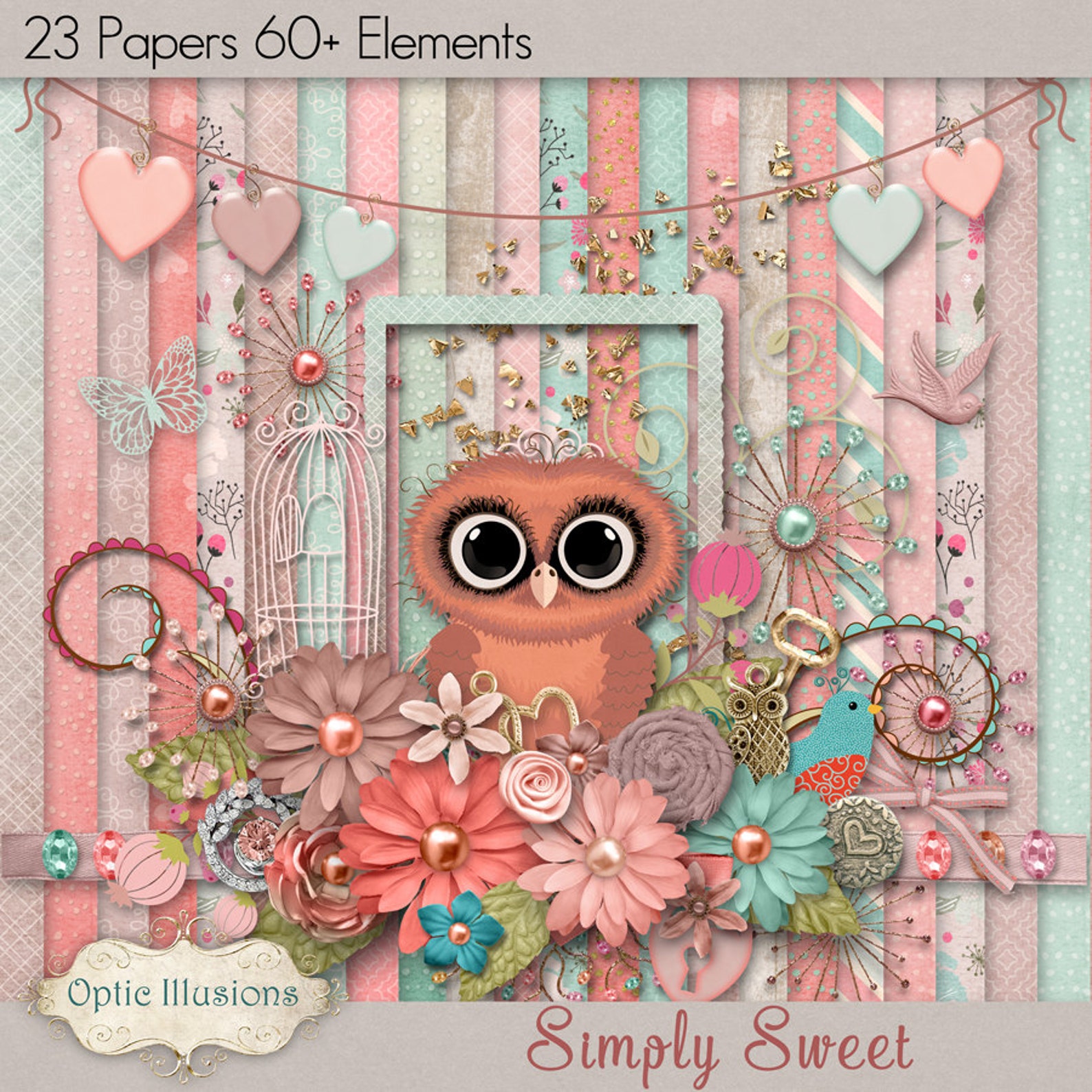 Digital Scrapbooking Kit Simply Sweet 23 Designed Papers - Etsy