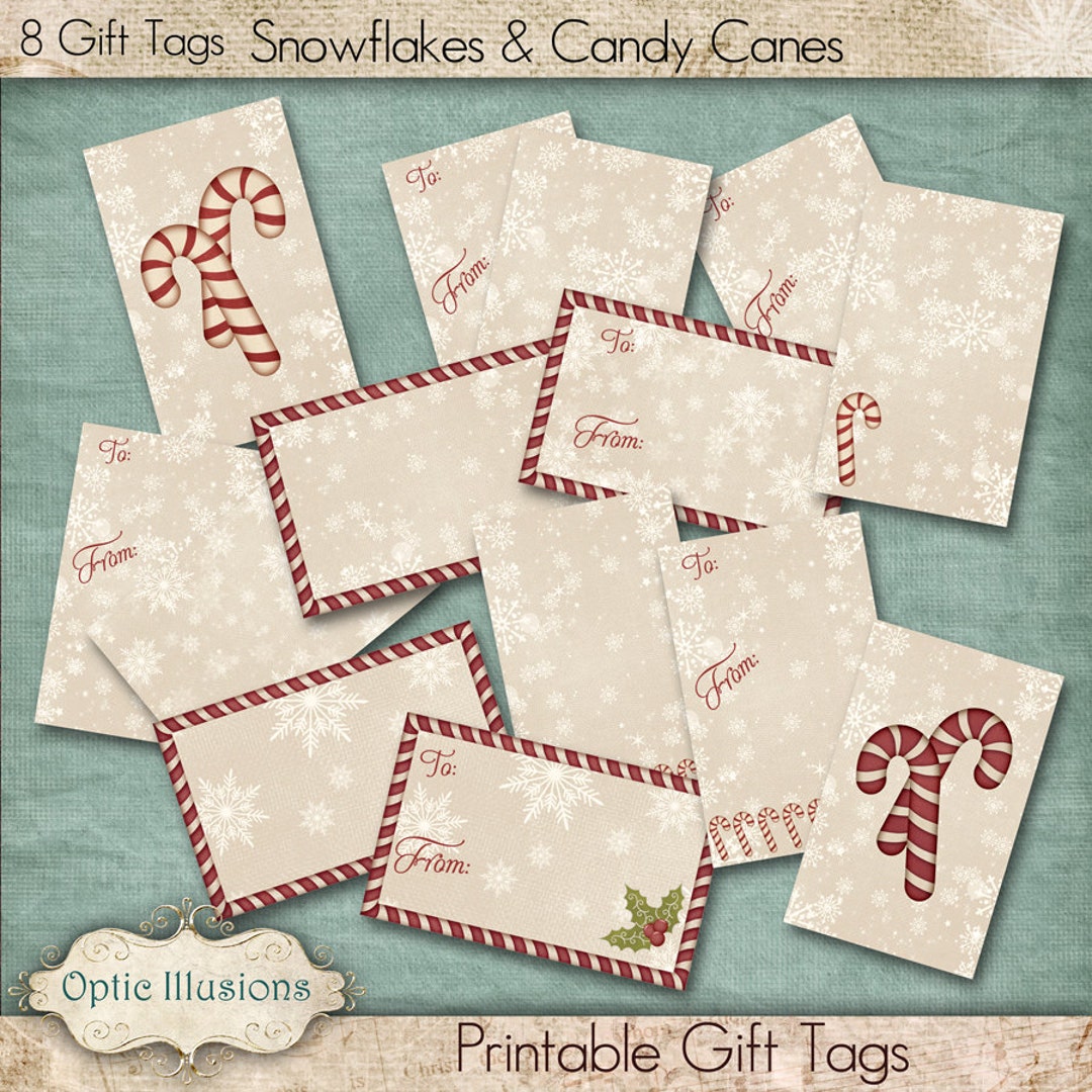 Christmas Gift Tags - Snowflakes & Candy Canes - Set of 8 - 2.5 X 4 ...