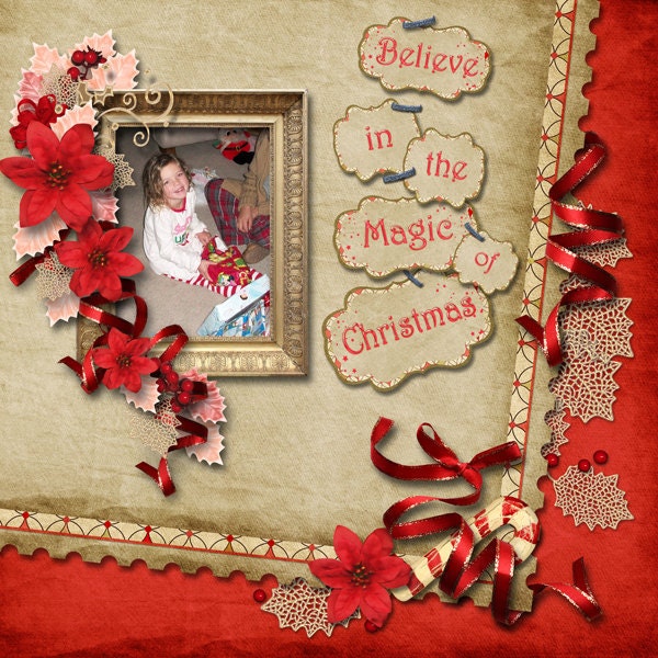 The Magic of Christmas - Digital Scrapbooking Kit - 13 Papers and Over ...