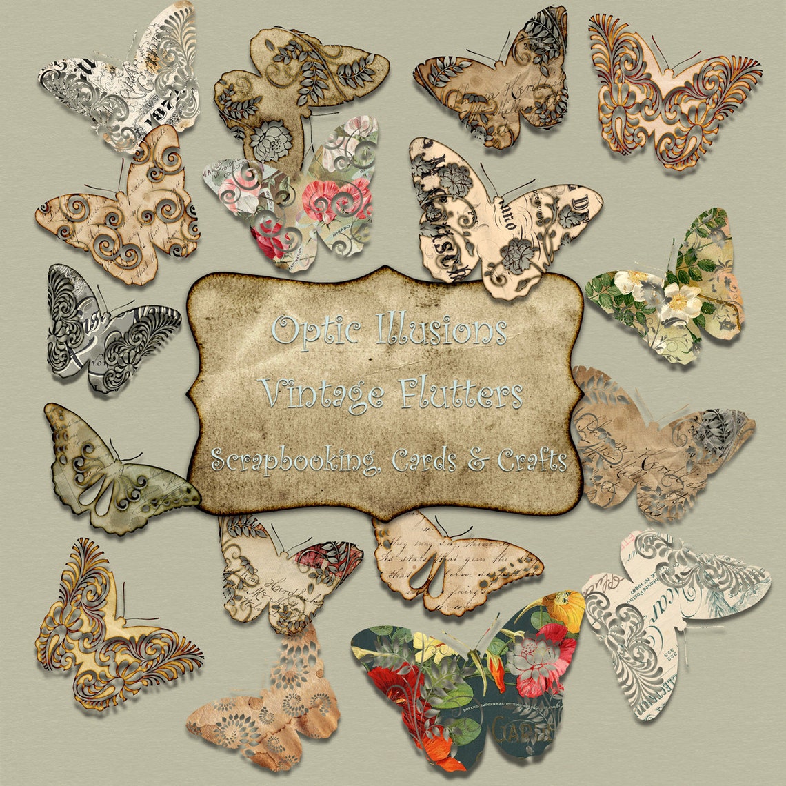 Vintage Paper Butterflies 20 Digital Scrapbooking Elements - Etsy