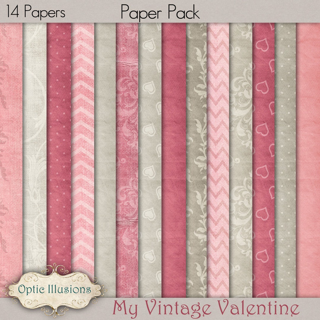 My Vintage Valentine - Digital Scrapbooking Paper Pack - 14 Beautiful ...