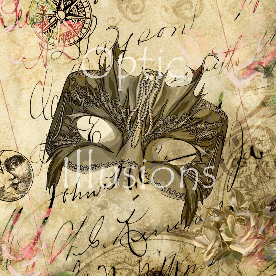 Victorian Style Masks INSTANT DOWNLOAD Digital Picture 6x6 2 Pictures ...